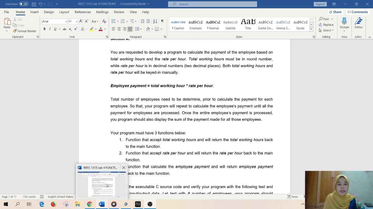 Programming Lab 4 (Function)