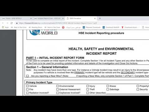 Incident Report form Part 1 initial Report