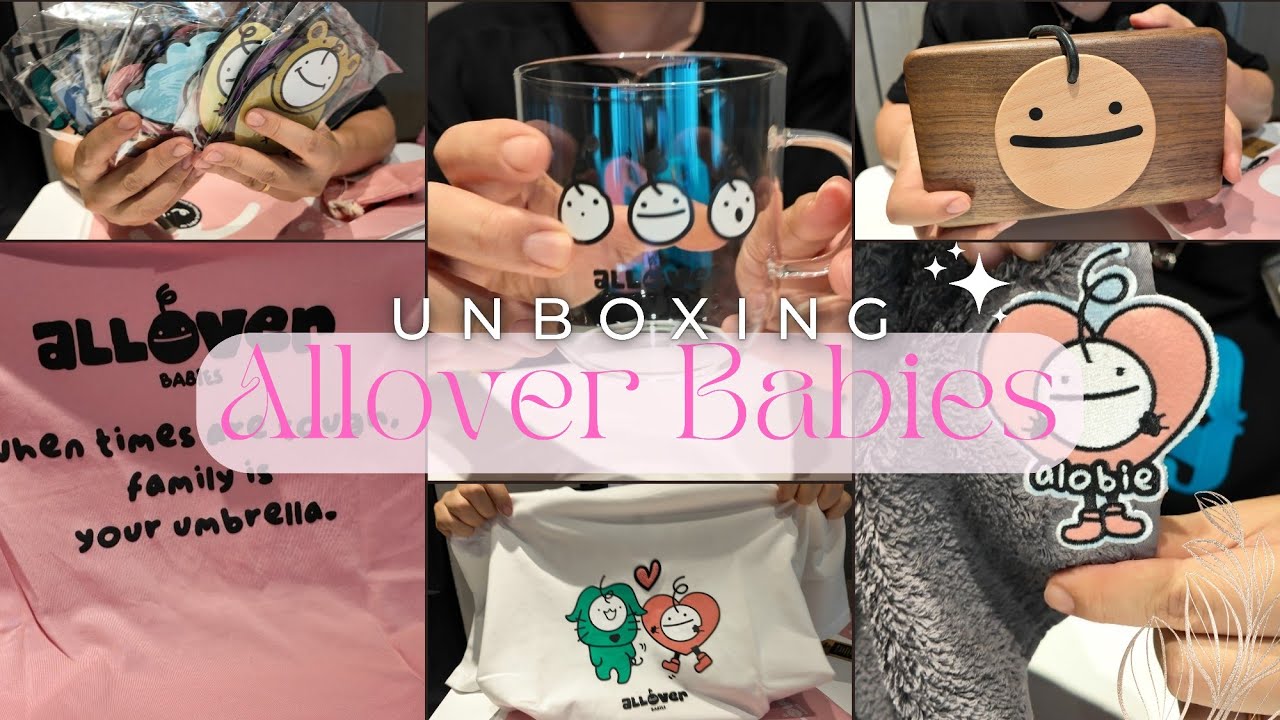 開箱Allover Babies系列，不同款式物品，有杯、紙巾盒、雨傘、餐具、杯墊、毛巾，當然有好靚的T恤