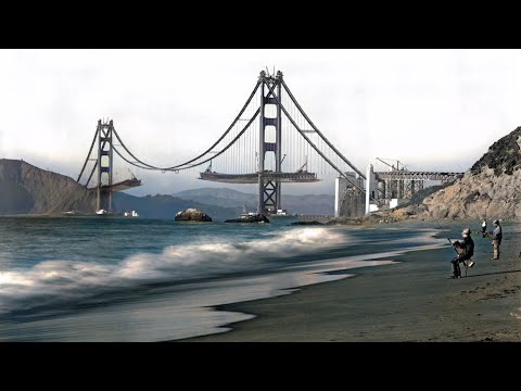 Building the iconic Golden Gate Bridge in rare photographs.