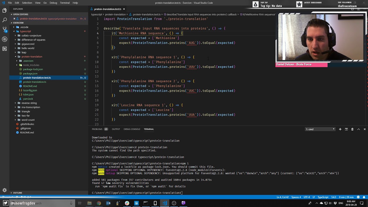 #100DaysOfCode working through exercism.io exercises