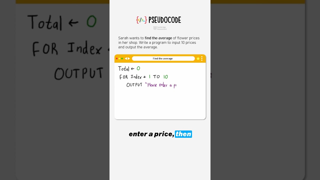 How to find the average in pseudocode