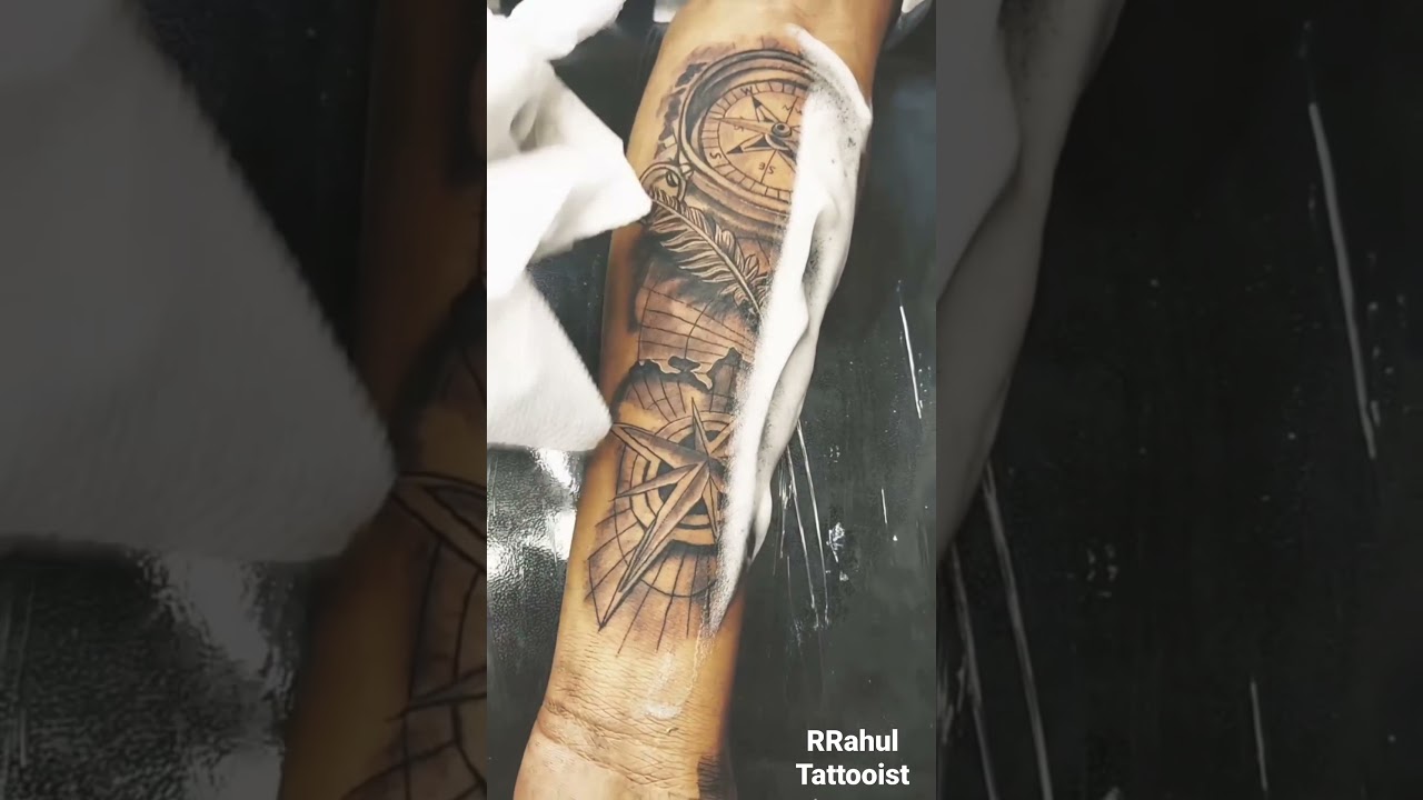 roman clock tattoo / clock map and roman numerals #shorts #jammutattooartist #jammutattoostudo #map