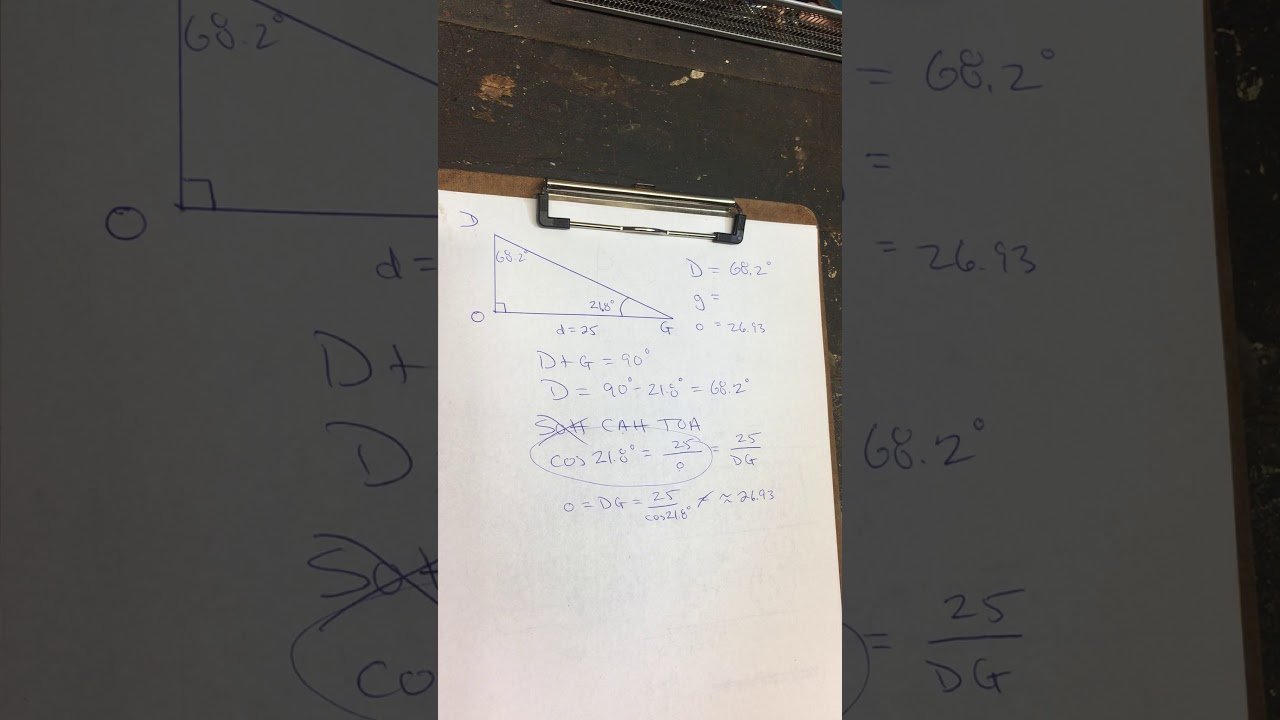 Solving a right triangle, given one side and one acute angle