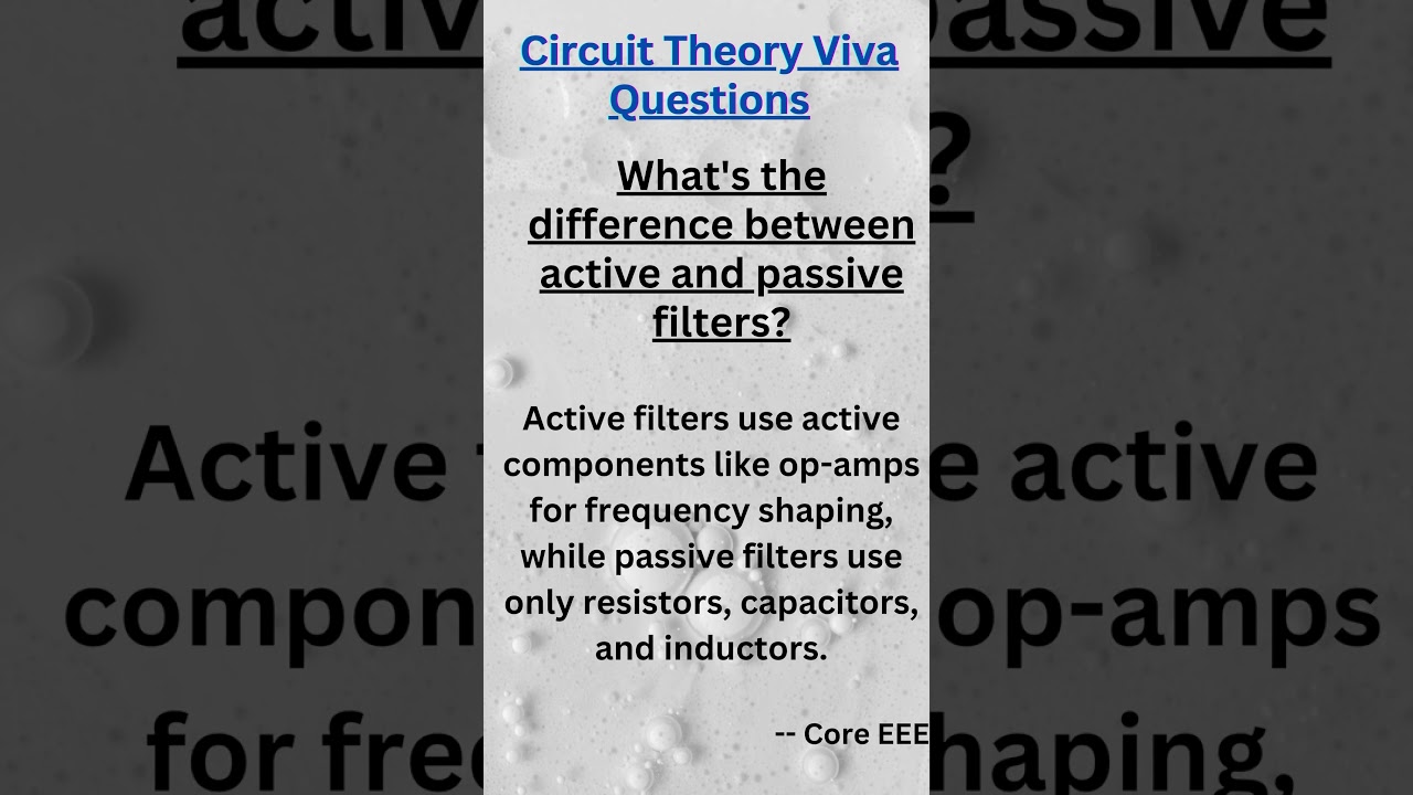 Active vs. Passive Filters: Frequency Shaping Insights #engineering #electronic#circuit