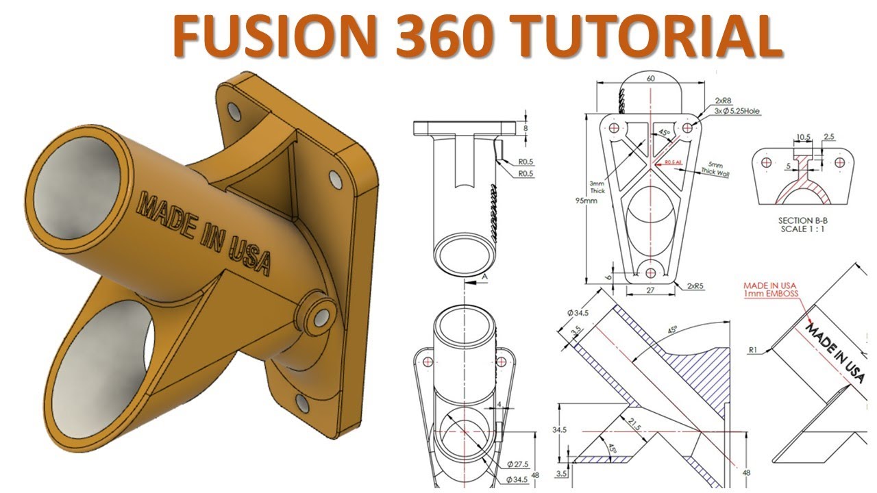 Fusion 360 Tutorial #75 | 3D Modeling Advanced Design - Flag Pole Mount