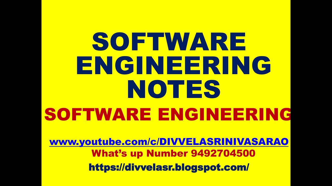SOFTWARE ENGINEERING NOTES | SE NOTES | SOFTWARE ENGINEERING |