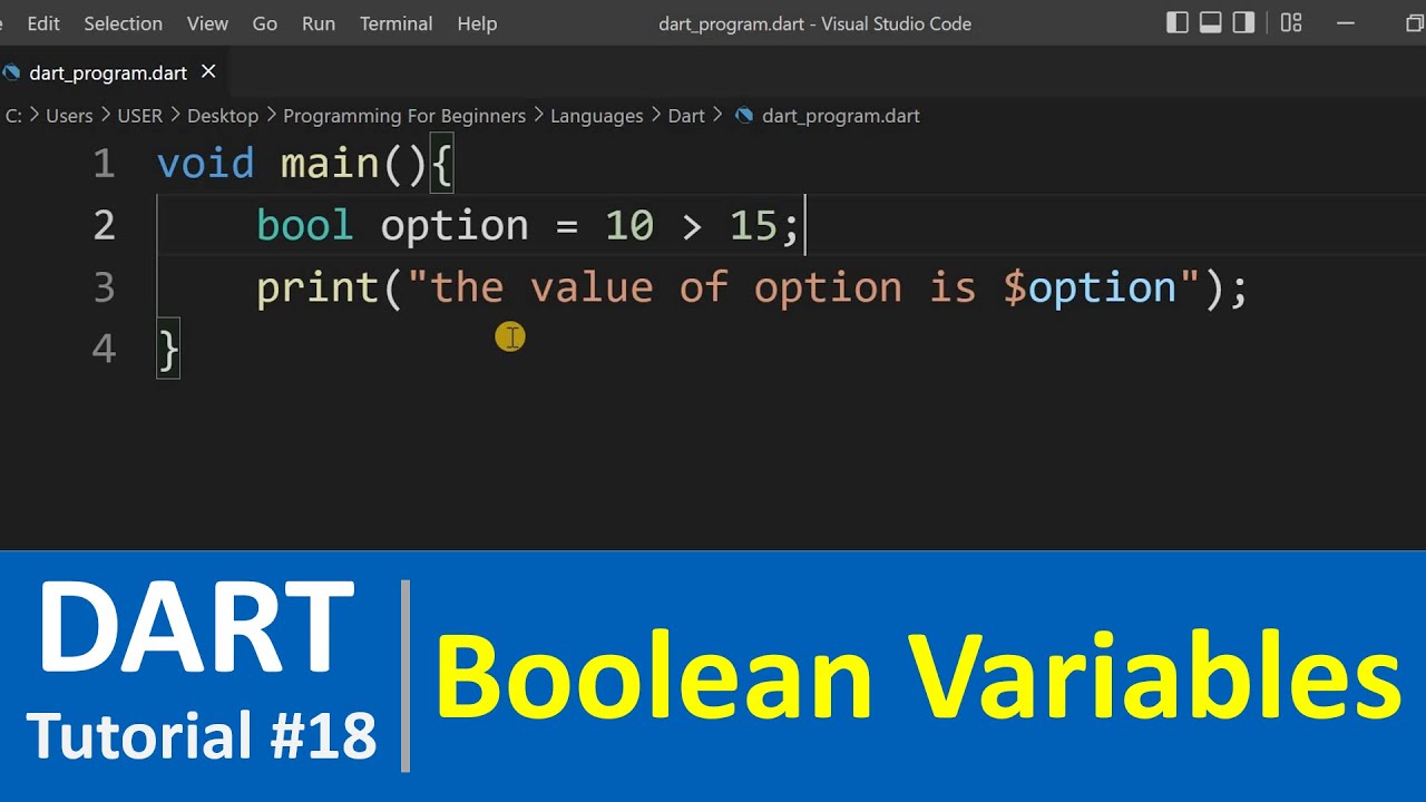 Dart Tutorial #18 - Boolean Variables and Data Type in Dart Programming