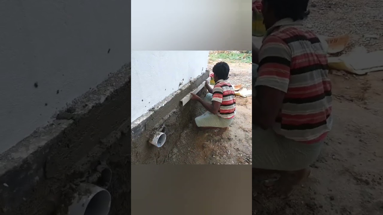 Outside Basement Wall Plastering#shorts