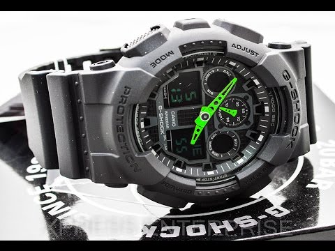 Casio GSHOCK Neon Green GA100-1A3 REVIEW | How To Set Time | LIGHT DISPLAY