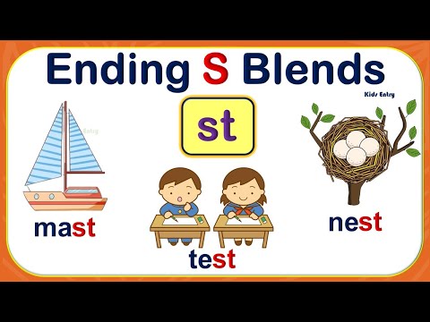 Ending Consonant Blends st for UKG| Ending Blends st | Phonic Blends |s blends |st words -Kids Entry