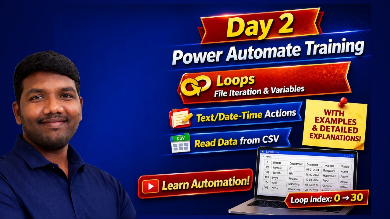 Power Automate RPA Full Course –Part 2 | Real time usecase building and covers loops, csv file, If