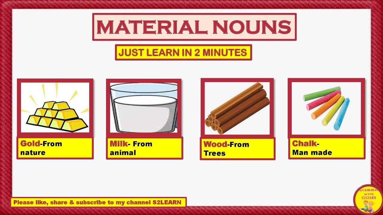 Material Nouns| Material Noun-Definition And Examples|English Grammar Topic For Kids|S2LEARN