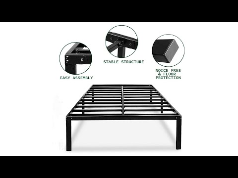 Queen Bed Frame Metal No Box Spring Needed 14 Inch Platform Heavy Duty Beds Frames with Storage