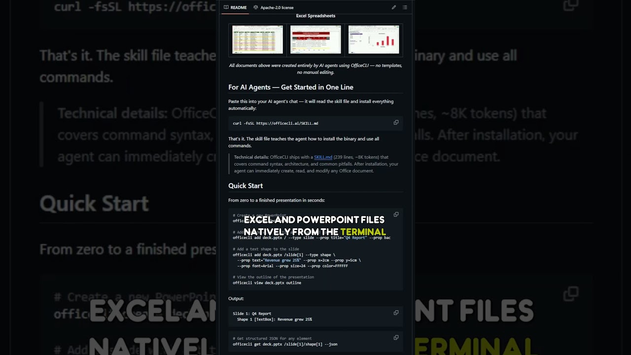 OfficeCLI: Give any AI agent full control over Word, Excel, and PowerPoint in one line of code
