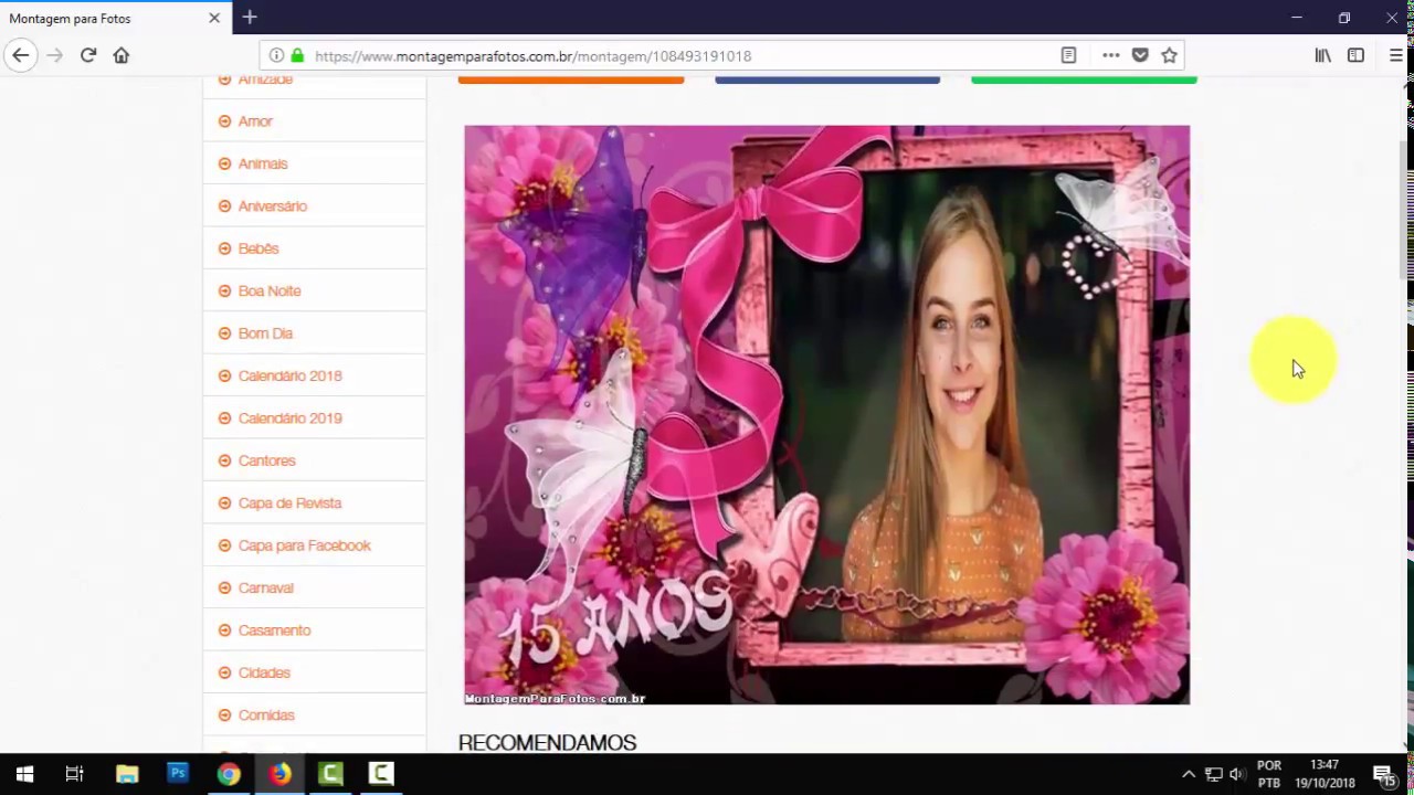 Moldura Aniversário de 15 Anos Grátis para Foto Montagem Online