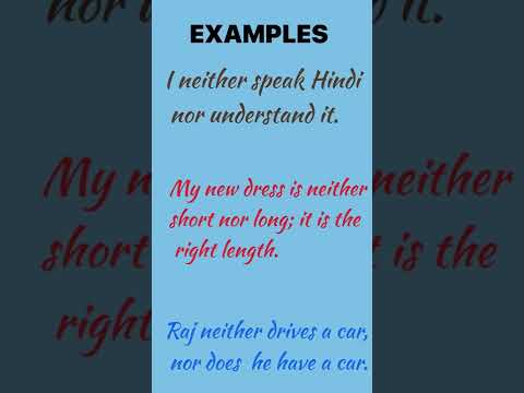 How to use neither ….nor usage in sentences | Tips for spoken English