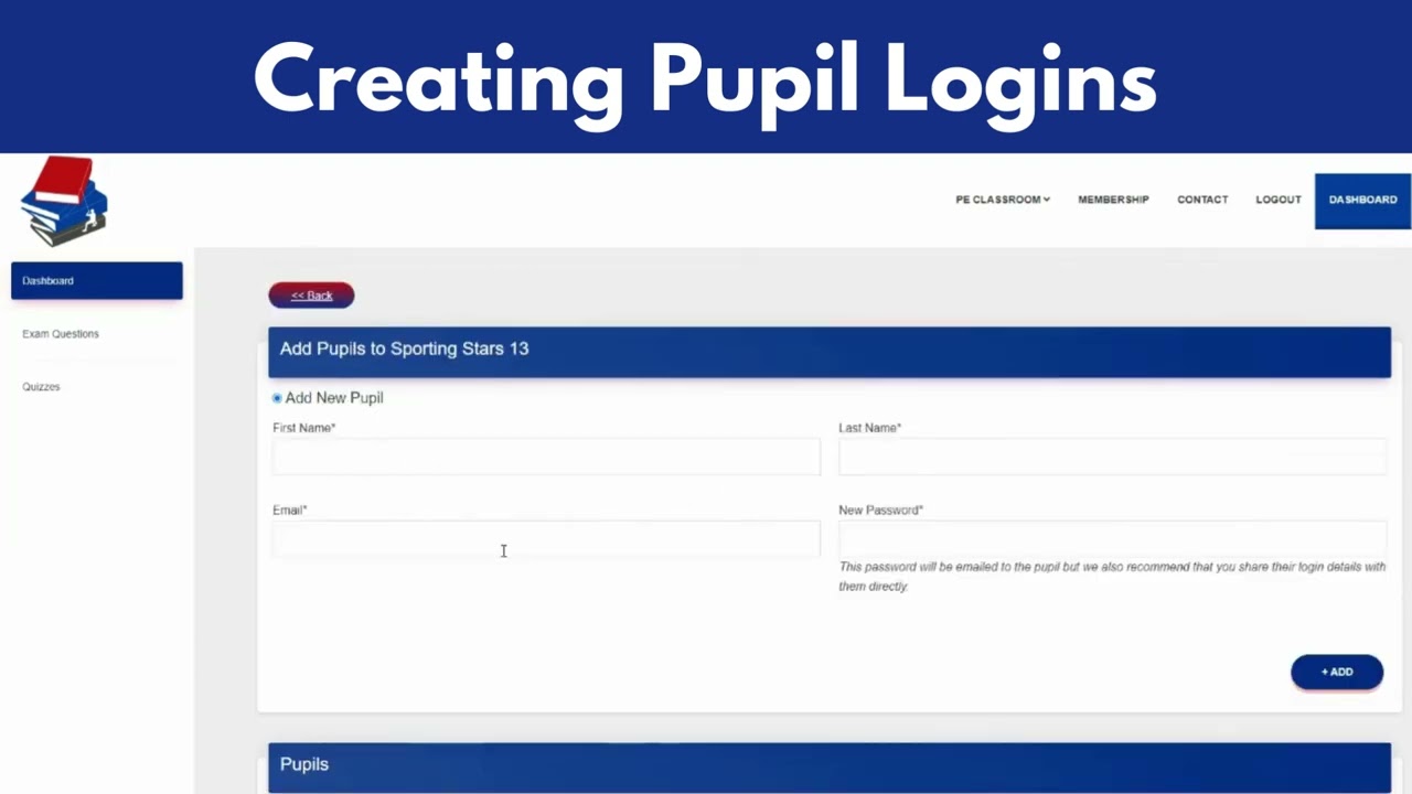 Create Pupil Logins – The PE Classroom