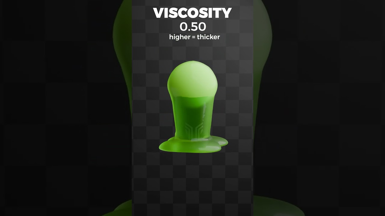 satisfying fluid simulation viscosity test from 0.00005 (water) to 2 #blender #blender3d #3dart