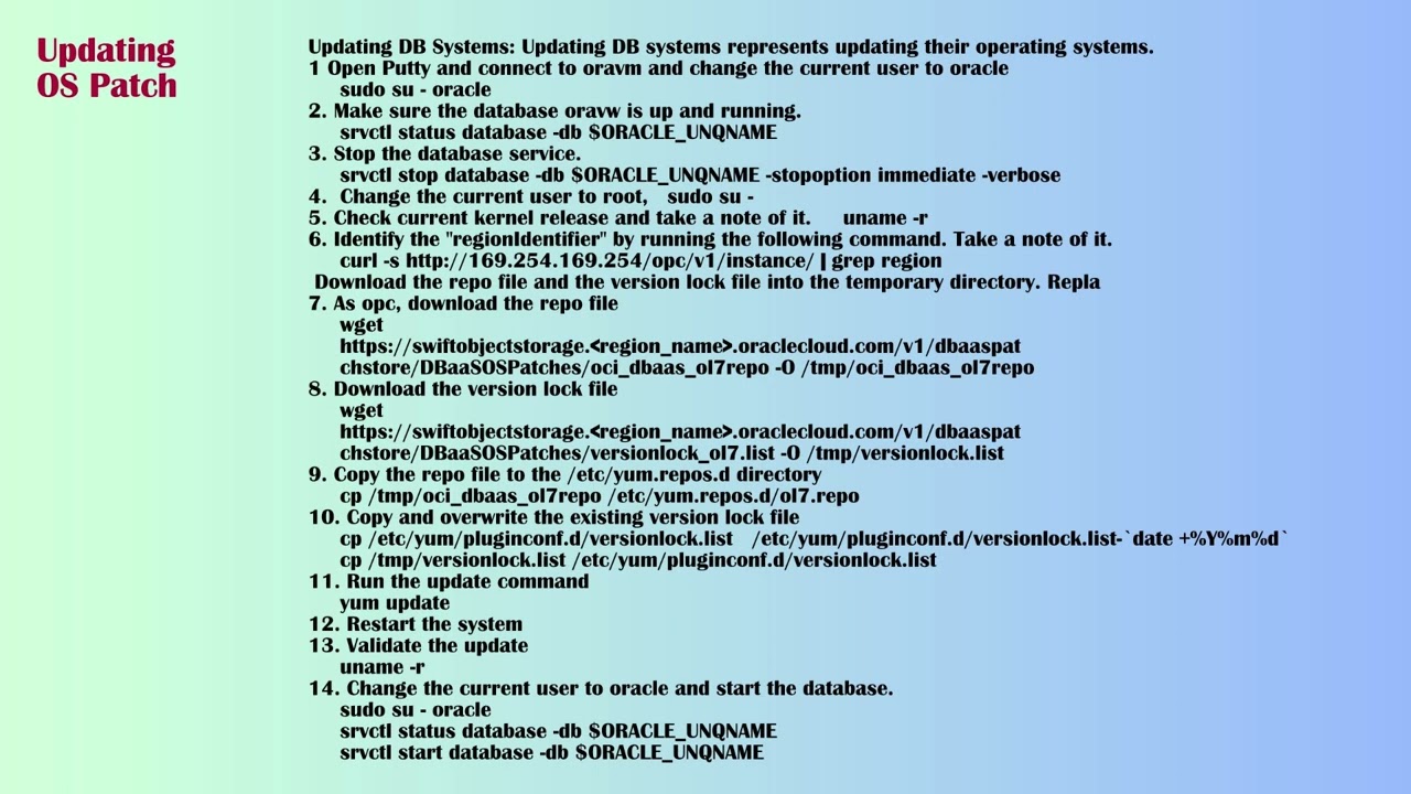 Oracle Cloud Infrastructure | OCI DB Patching