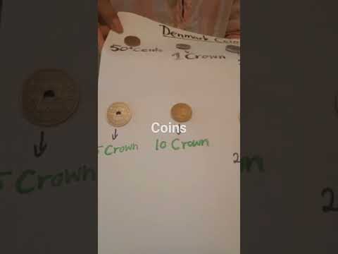 Danish Coins: 50 Øre, 1 krone, 2 krone, 5 krone, 10 krone and 20 krone.