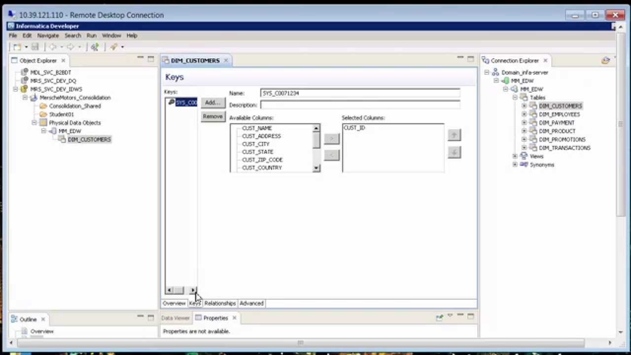Create Physical Data Objects with Informatica Developer