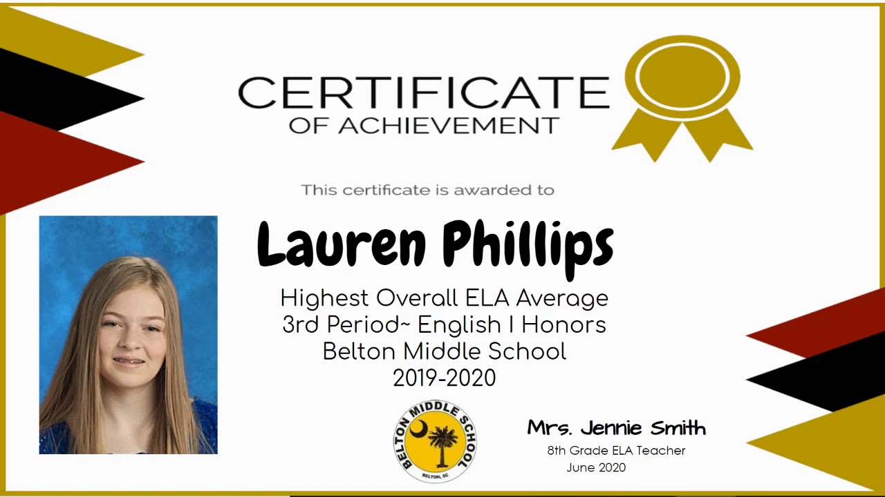 8th Grade  Virtual Awards Day 2020