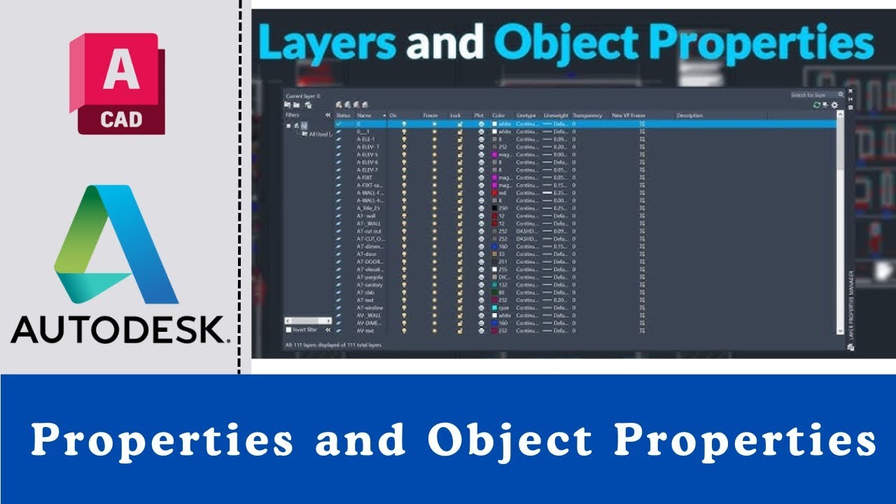 Autodesk AutoCAD Course 08 AutoCAD Layer command , Properties and Object Properties