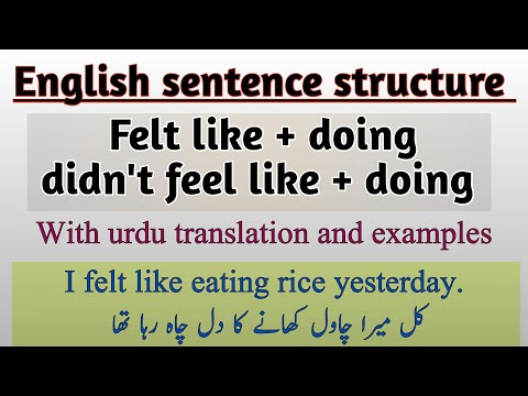 feel like in past | felt like + verb ing with urdu meaning and examples | english structure