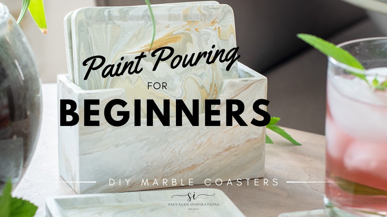 Paint Pouring For Beginners   DIY Marble Coasters