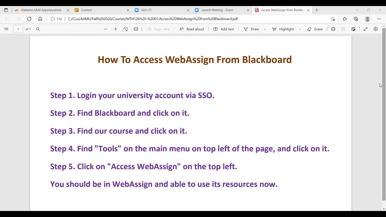 Access WebAssign from Blackboard