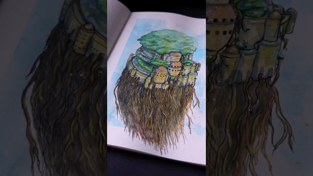 Castles in the Sky 🏰☁️ #ghibli #art #castleinthesky #laputa #ghibliart #ghiblistudio #aquarell