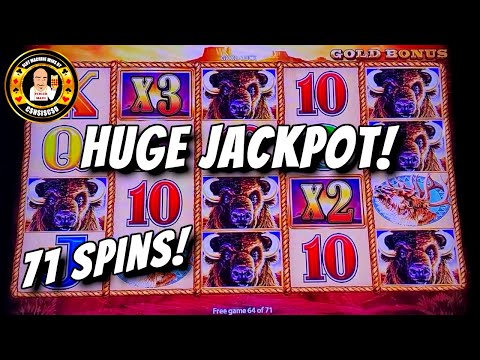 71 free spins pays JACKPOT on Buffalo Gold Slot Machine