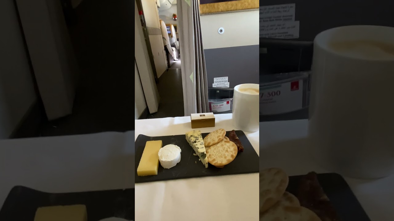 EmiratesBusinessClass famous cheese board #LuxuryTravel #InflightDining #GourmetExperience #SkyHigh