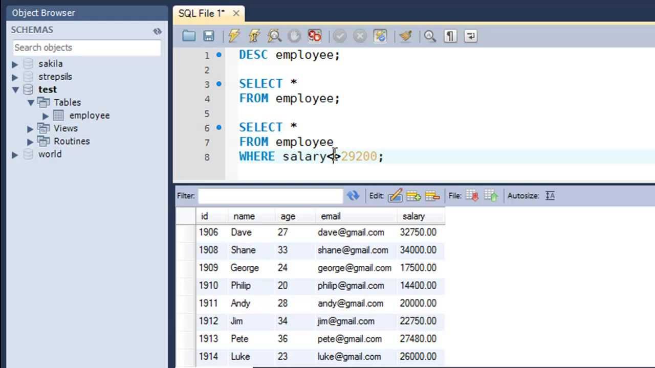 SQL Tutorial- 16: Comparison Operators