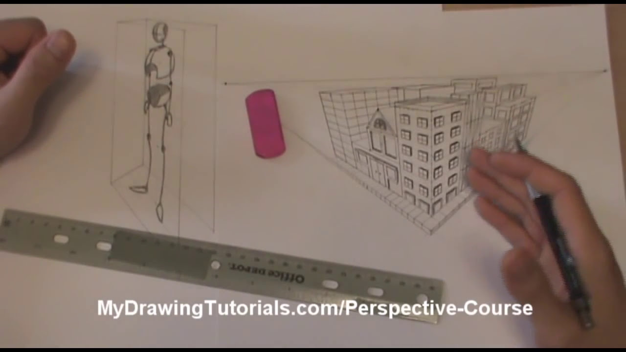 Perspective Art Lesson - How To Draw People In Perspective - Stick Figure Drawing In Perspective