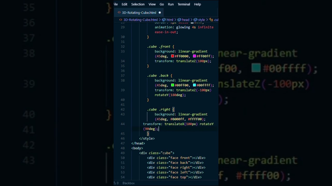 3D Gradient Rotating Cube Animation using HTML and CSS | | Coding Pulse #shorts