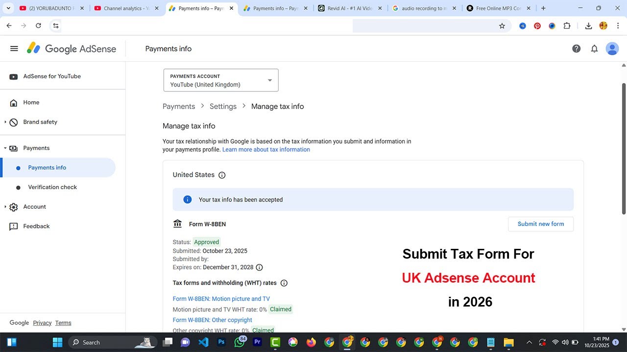 UK AdSense Tax Form 2026 #adsense #adsense_letter #adsensetips