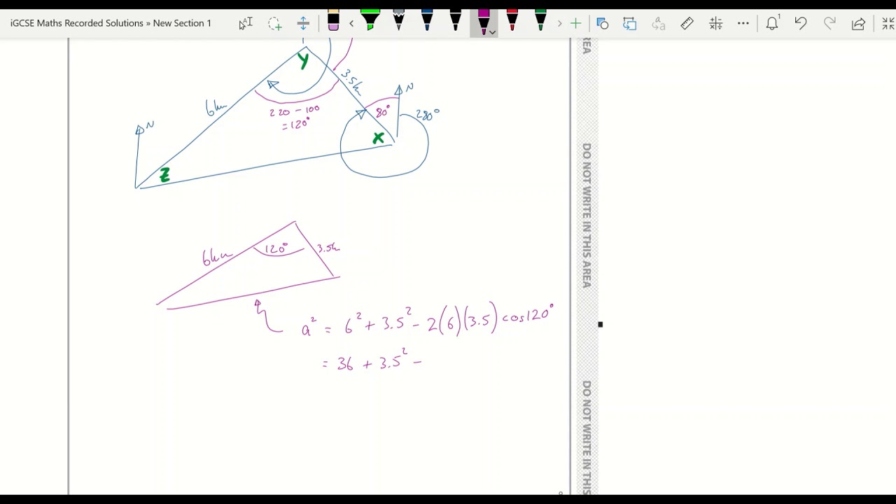 iGCSE Maths 2019 June 1HR - Q25 - Trigonometry - Practical applications eg bearings - RTM028
