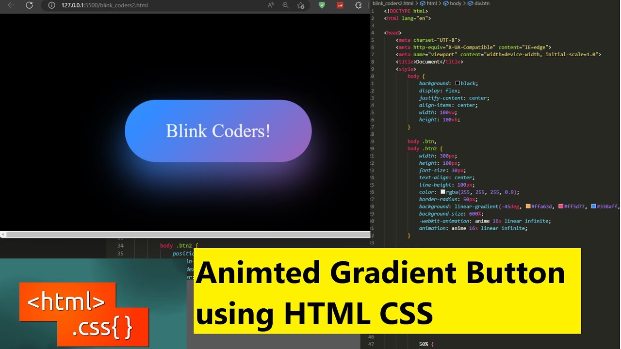Animated Gradient Button using HTML CSS