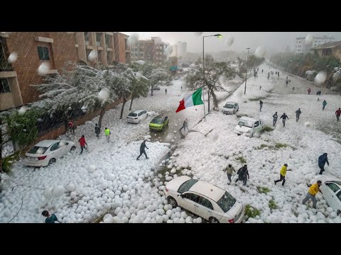 Today Italy is in chaos! Sudden hailstorms bombard Piacenza and Milan