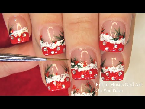 Cute DIY Christmas Nail Art - Short Red Tip Xmas Nails