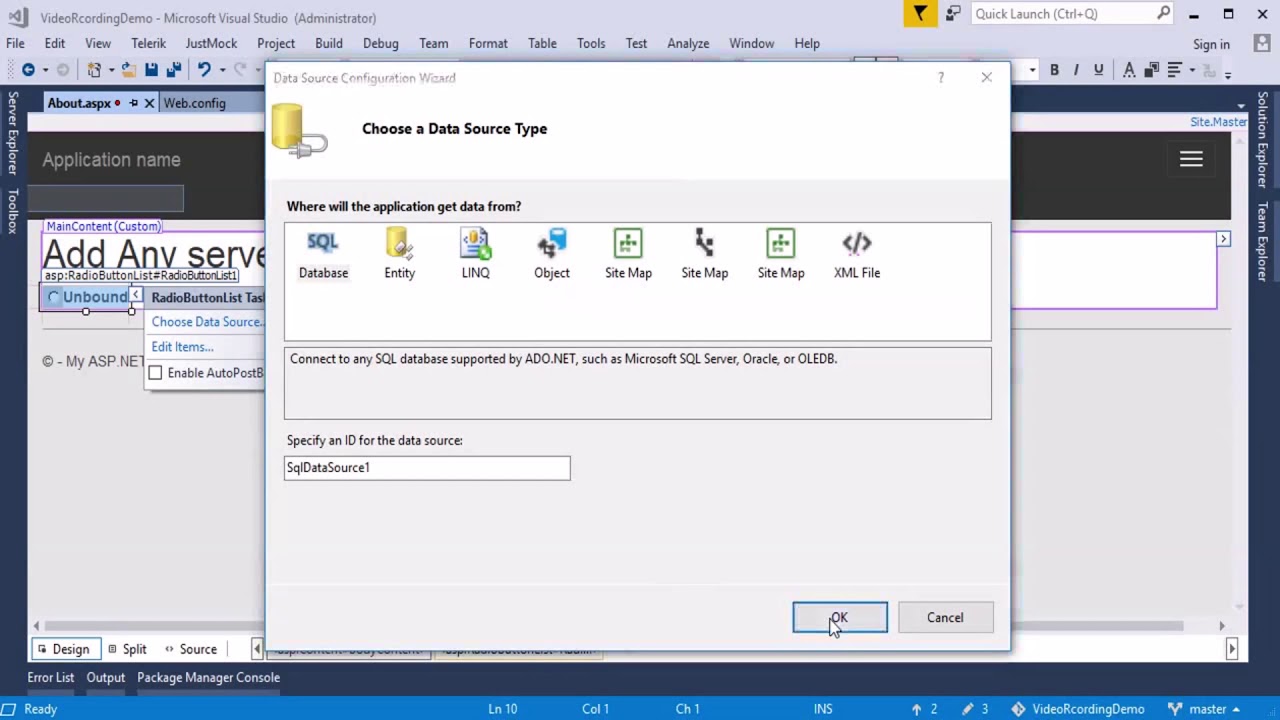 Generate Connection string in ASP NET Web Form