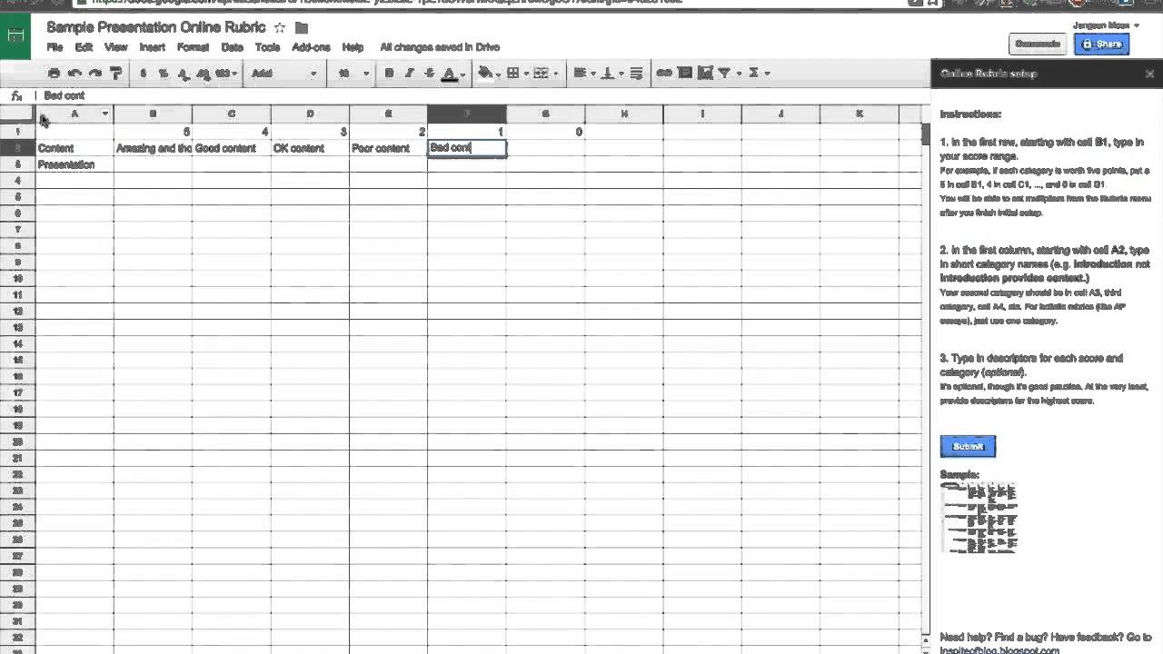 Online Rubric tutorial