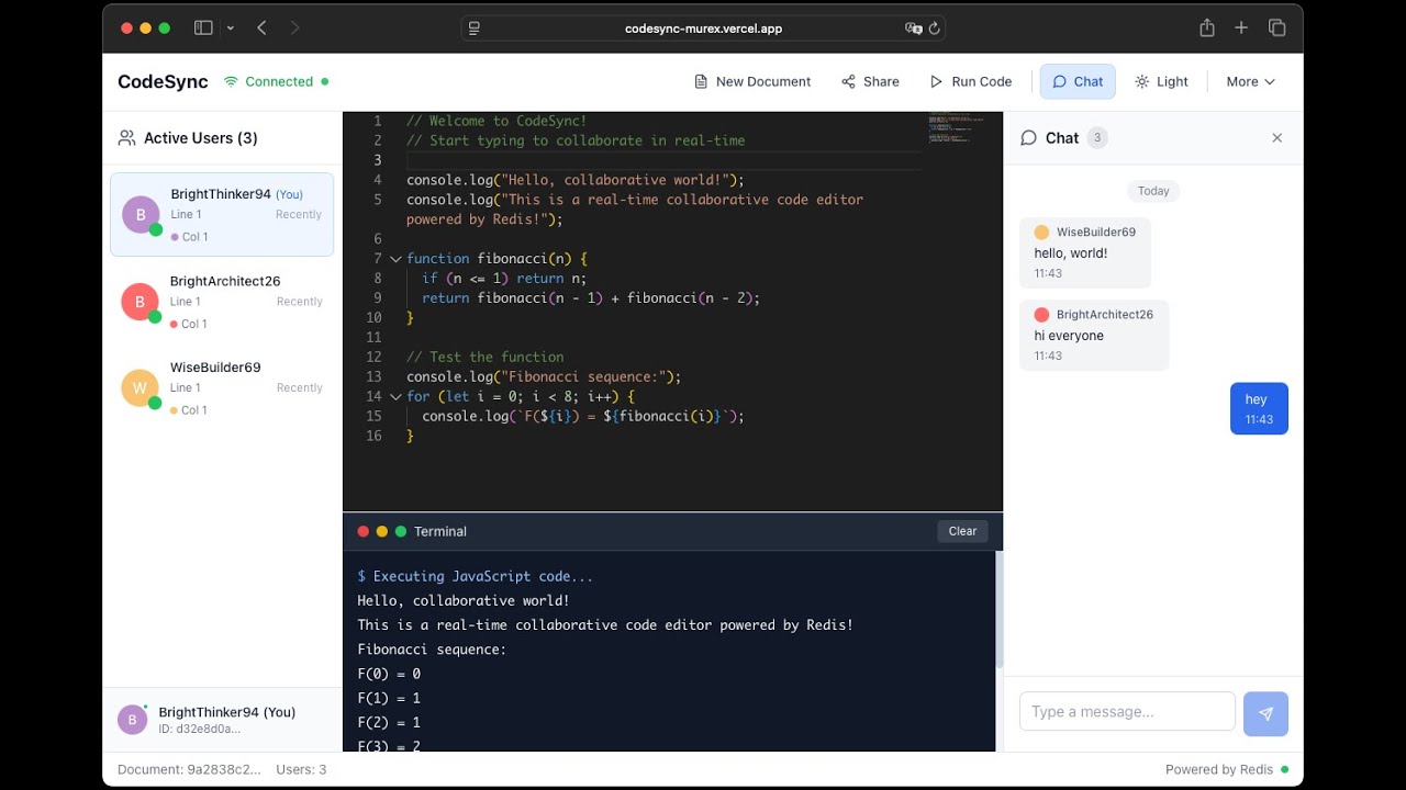 CodeSync: Real-time Collaborative Code Editor Powered by Redis