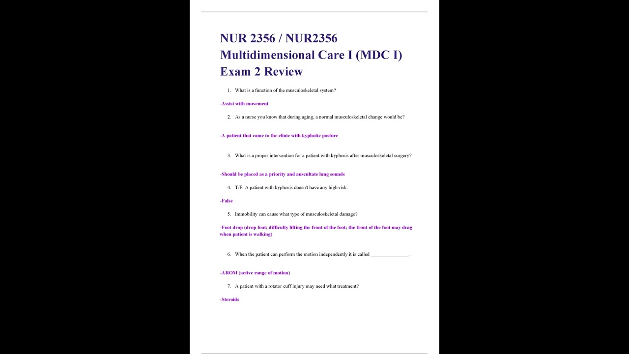 nur 2356 nur2356 multidimensional care i mdc i exam 2 review latest 2020 rasmussen college