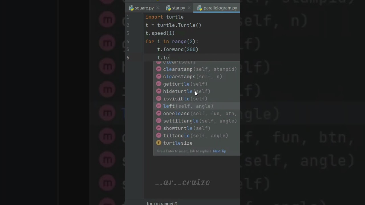 Create parallelogram using Python Turtle🐍🐢 | Python Turtle graphics #shorts #pythonturtle