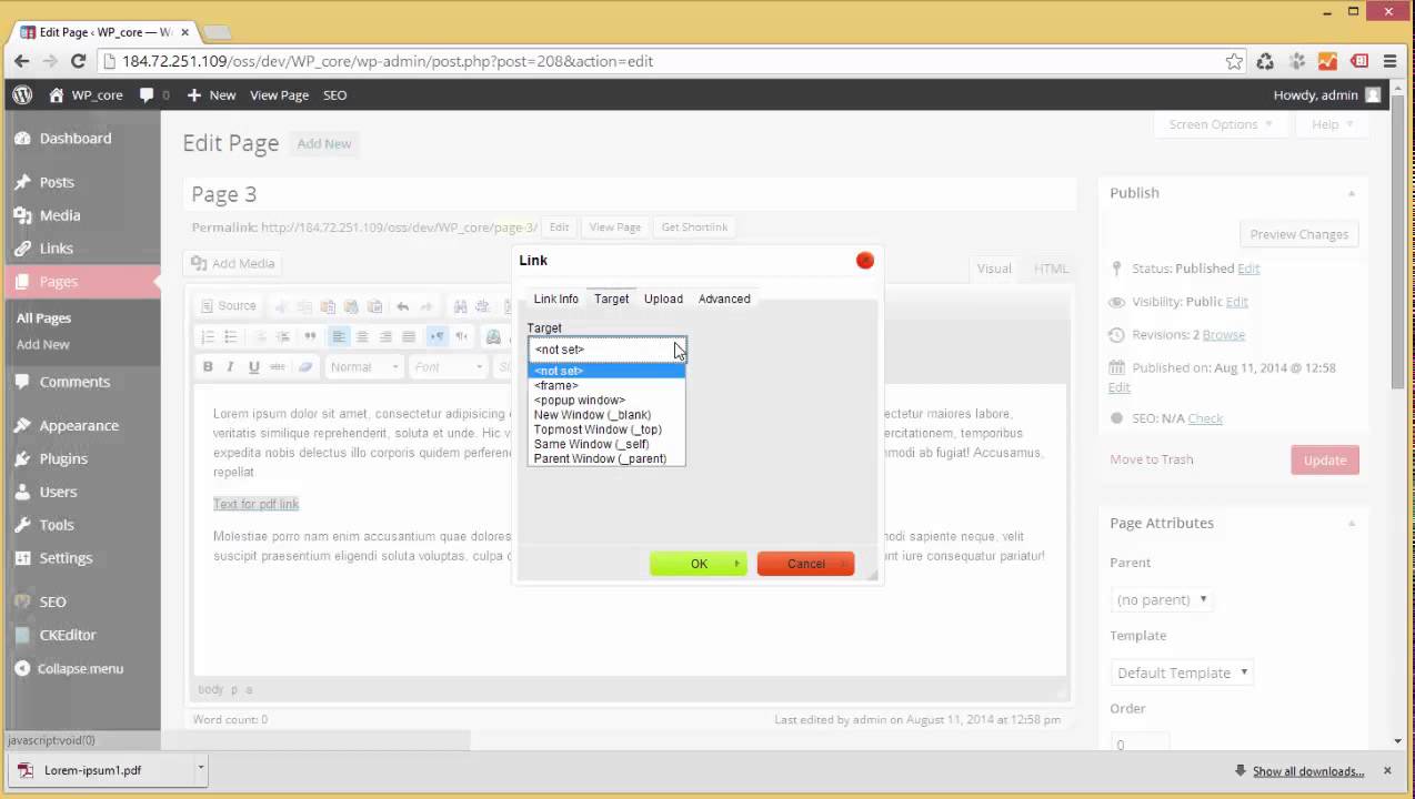 Wordpress CMS, adding PDF file