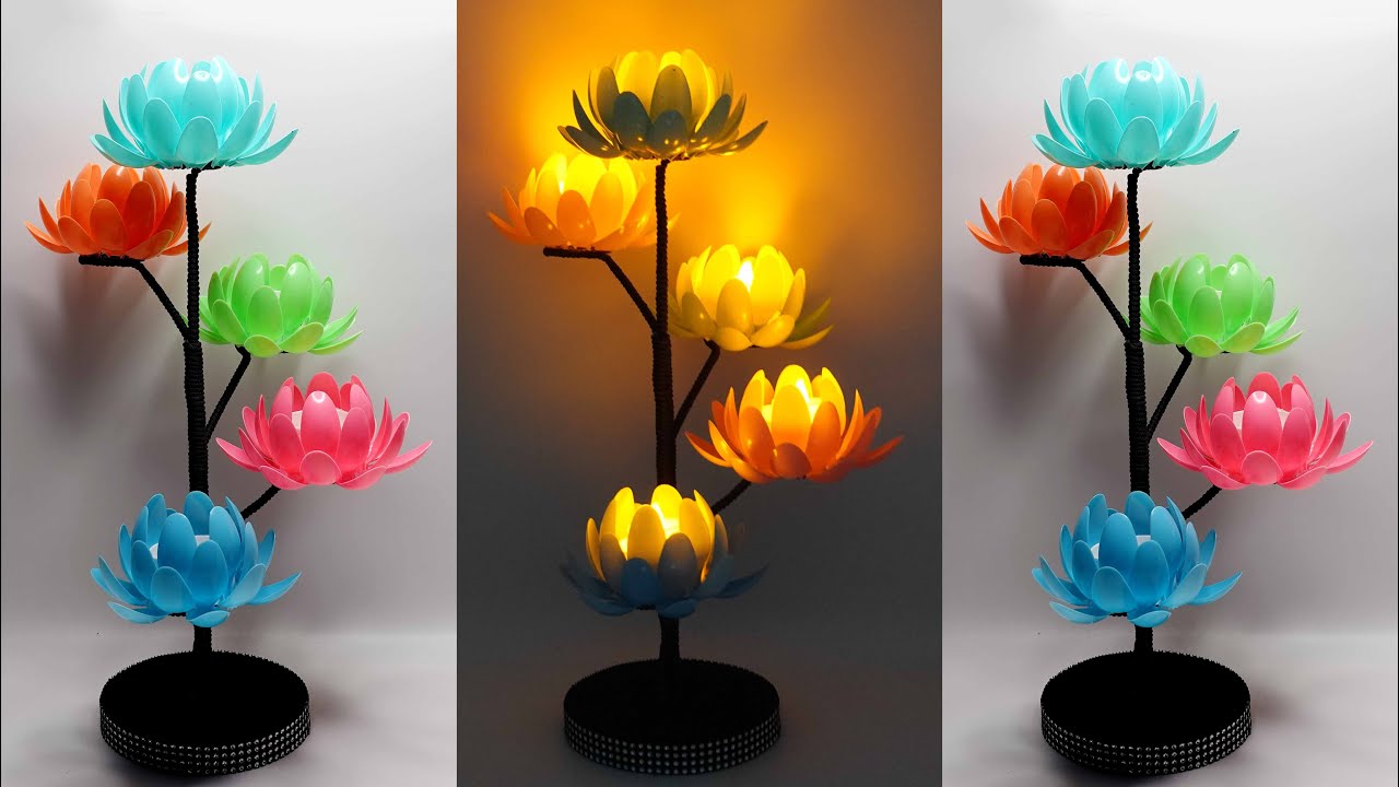 DIY Plastic Spoons Craft Ideas Candle Holder | Best Out Of Waste | Ide Kreatif Sendok Plastik