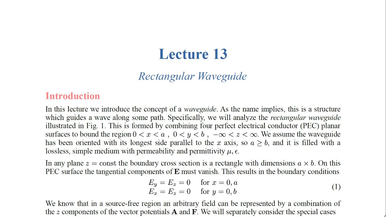 AEM Lecture 13 Rectangular Waveguide